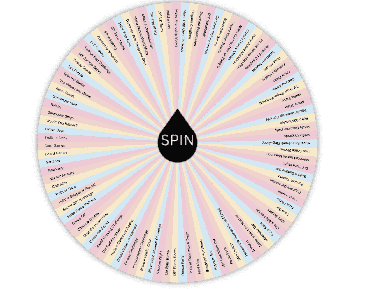 100 Sleepover Ideas for an Unforgettable Night | Spinner Wheel ...