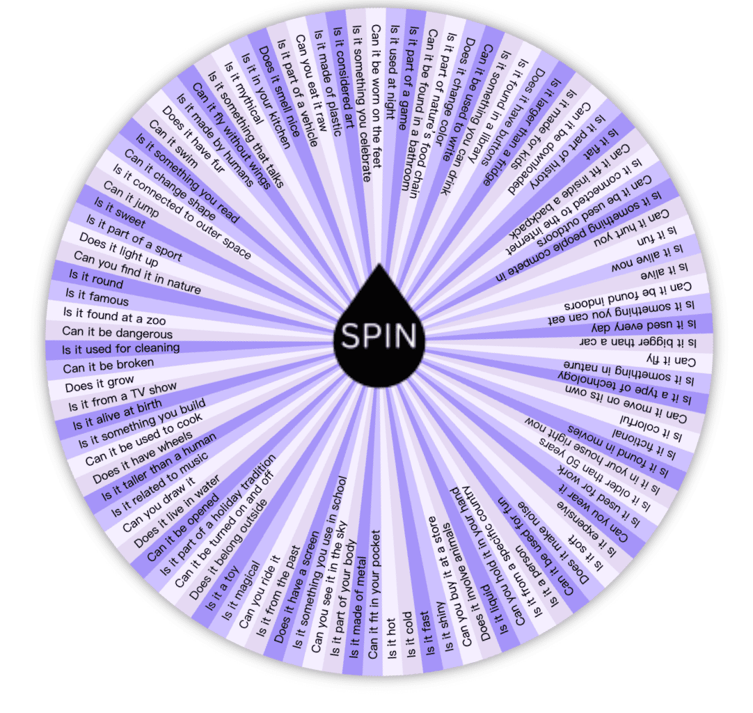 20 Questions | Spin the Wheel | 100 Random Choices - YourSpinner