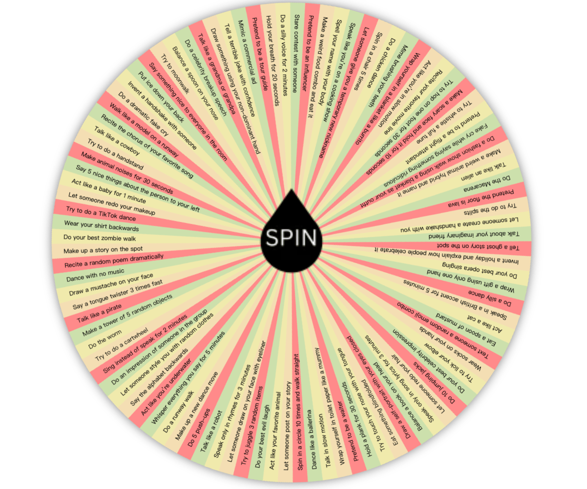 Dare Wheel | Spin the Wheel for Random Picker | 100 Dares - YourSpinner