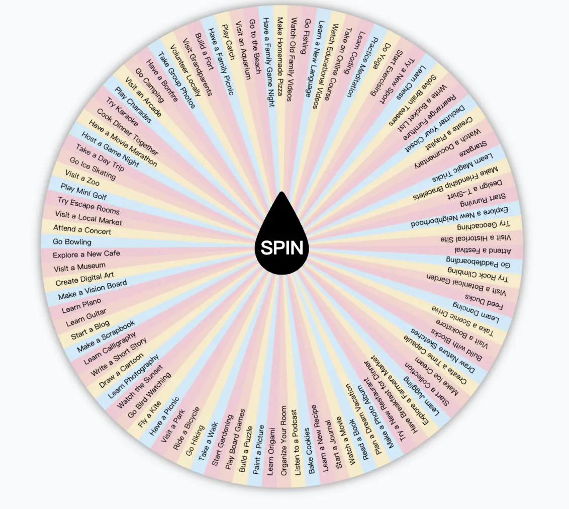 200 Things to Do | Spin the Wheel | Fun Ideas for Every Mood, Season ...
